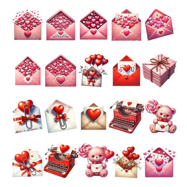 Valentine's Day Mail Clipart, Romantic PNG Set (digital Download) - Etsy
