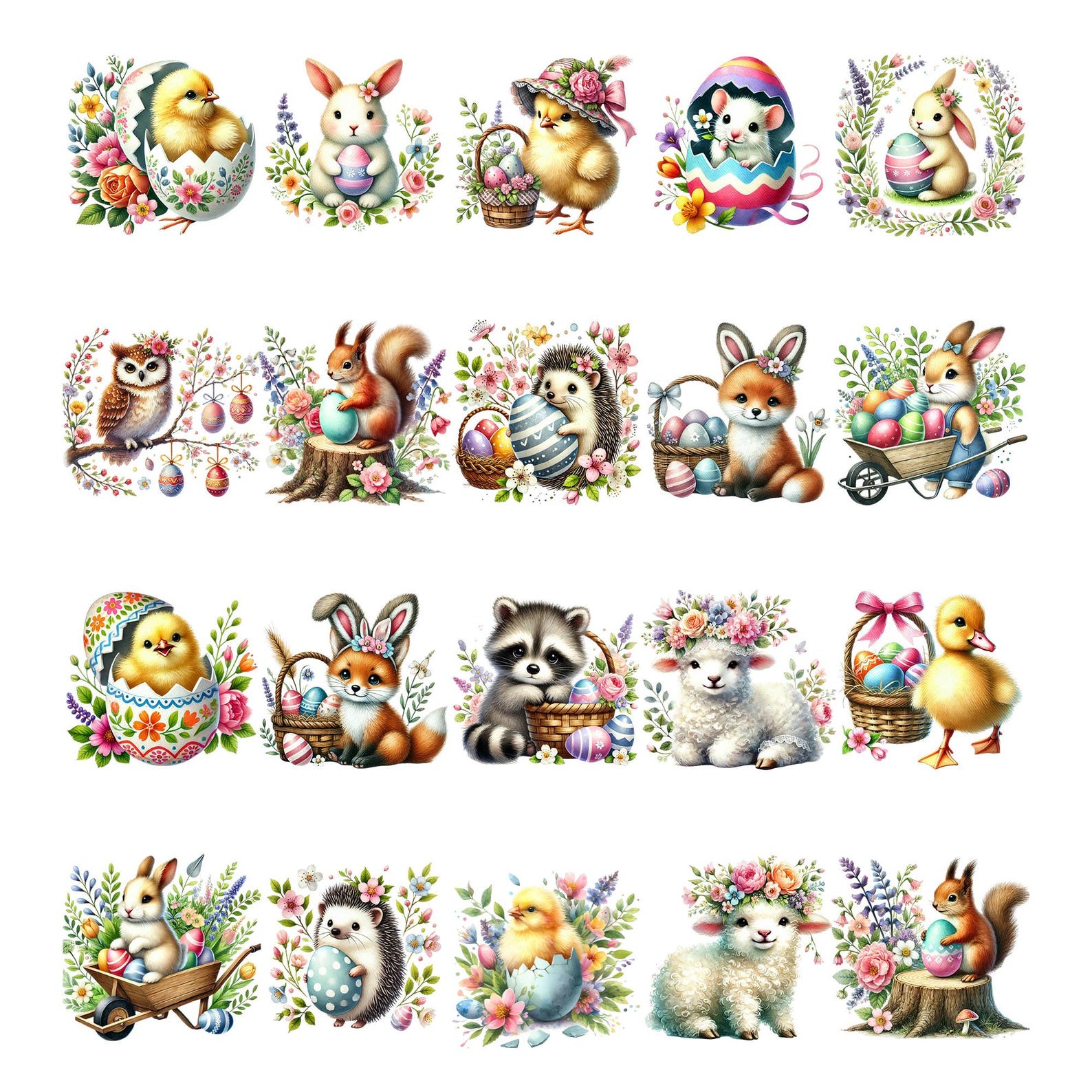 Cute Easter Animals Clipart, Easter Clipart PNG, Baby Animals Clipart ...