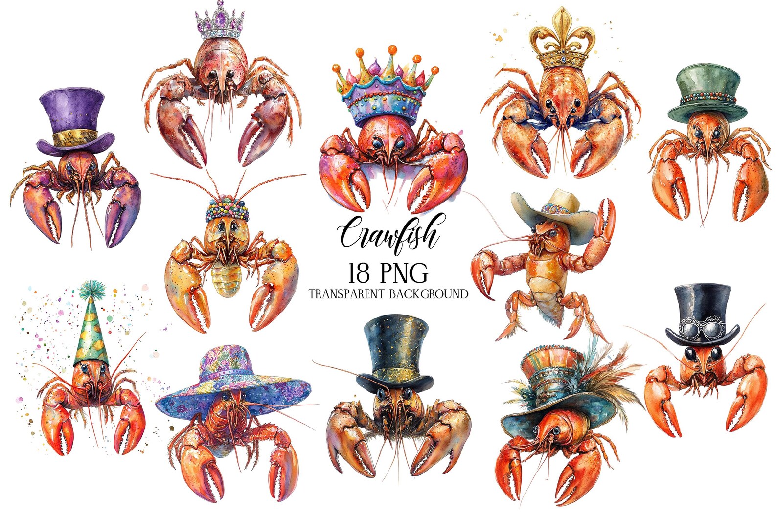 Cute Crawfish Clipart, Funny Crawfish PNG, Animals Illustrations PNG ...