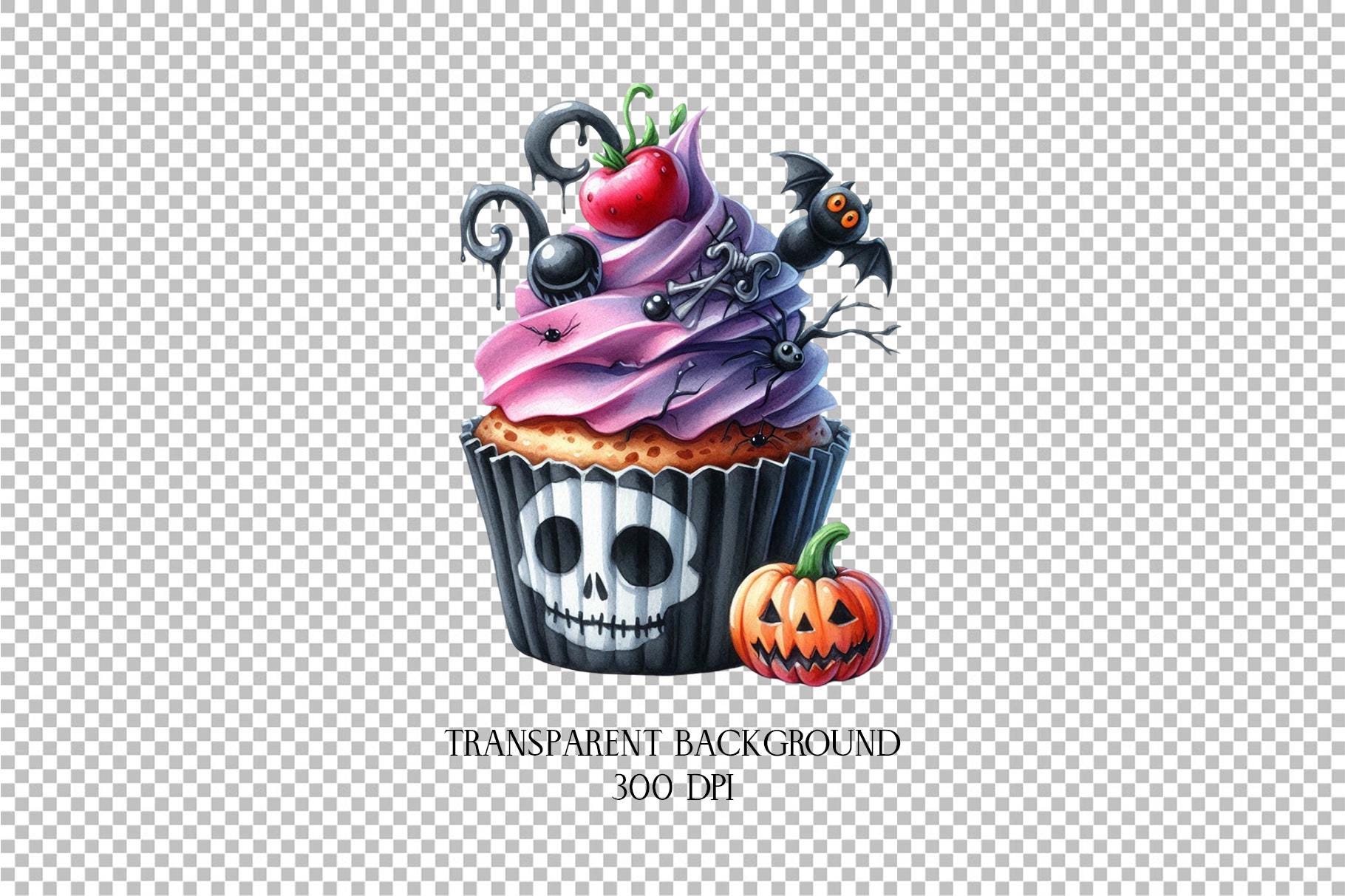 Watercolor Halloween Cupcake Clipart: 26 PNG Files (digital Download - Etsy