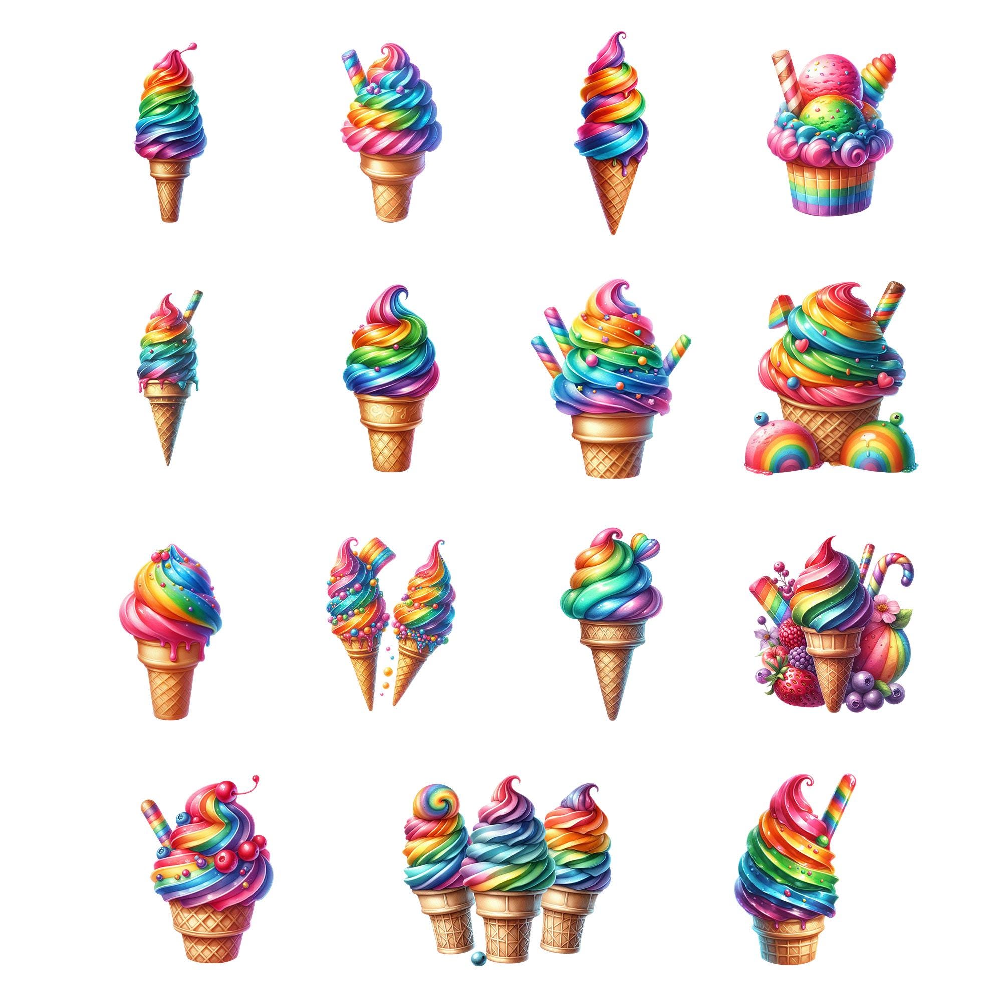 Rainbow Ice Cream Clipart, Cute Rainbow Ice Cream PNG, Present Clipart ...