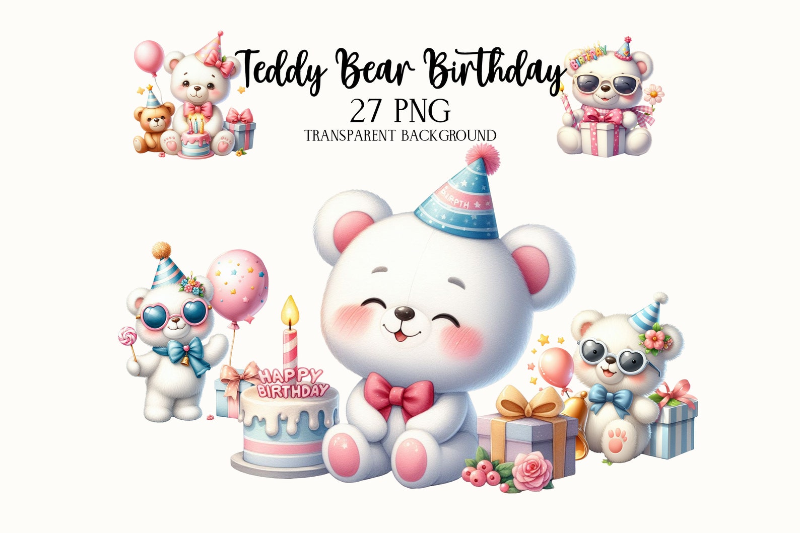 Birthday Teddy Bear Clipart, Happy Birthday Teddy Bear PNG, Cartoon ...