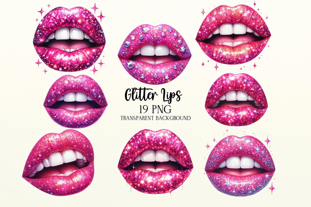 Watercolor Glitter Lips Clipart PNG, Valentine's Day Clipart, Glitter ...