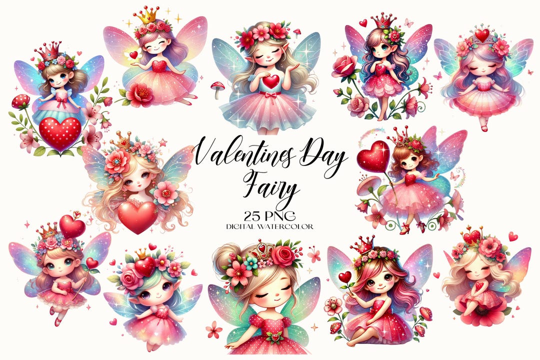 Valentines Day Fairy Clipart, Valentine's Day Clipart, Romantic Fairy ...