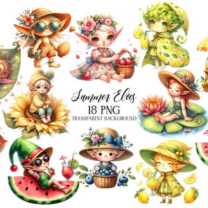 Cute Summer Elves Clipart, Elves PNG, Elf Illustrations PNG, Watercolor ...