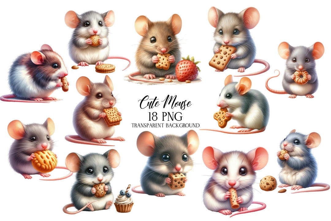 Watercolor Mouse Clipart PNG, Cartoon Animal Illustrations (digital ...