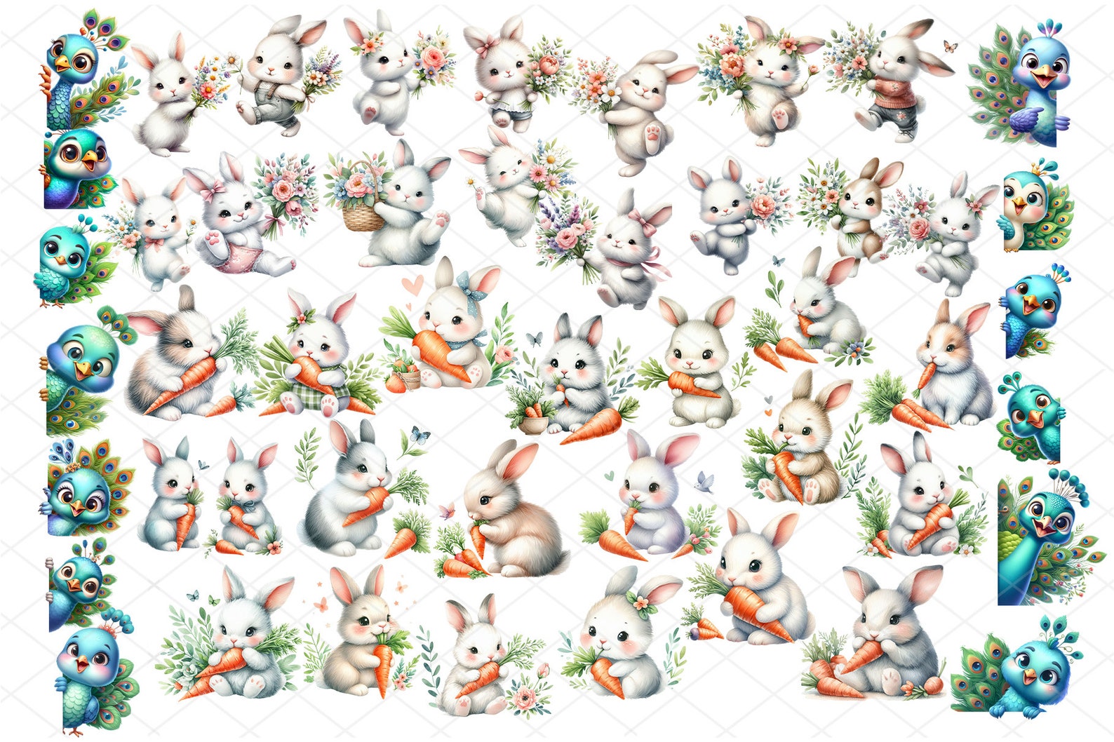 Baby Animals Clipart, Cute Little Animals Bundle, 400 PNG Cartoon ...