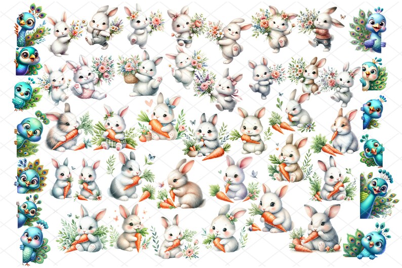 Baby Animals Clipart, Cute Little Animals Bundle, 400 PNG Cartoon ...