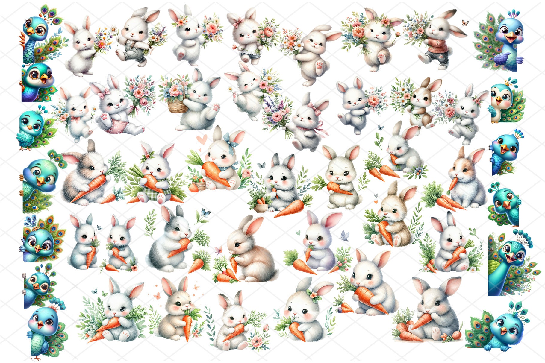 Baby Animals Clipart, Cute Little Animals Bundle, 400 PNG Cartoon ...