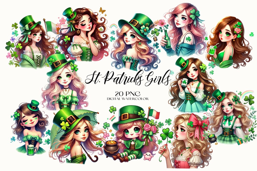 St. Patricks Day Girls Png, Cute Girls Clipart, St. Patricks Day ...