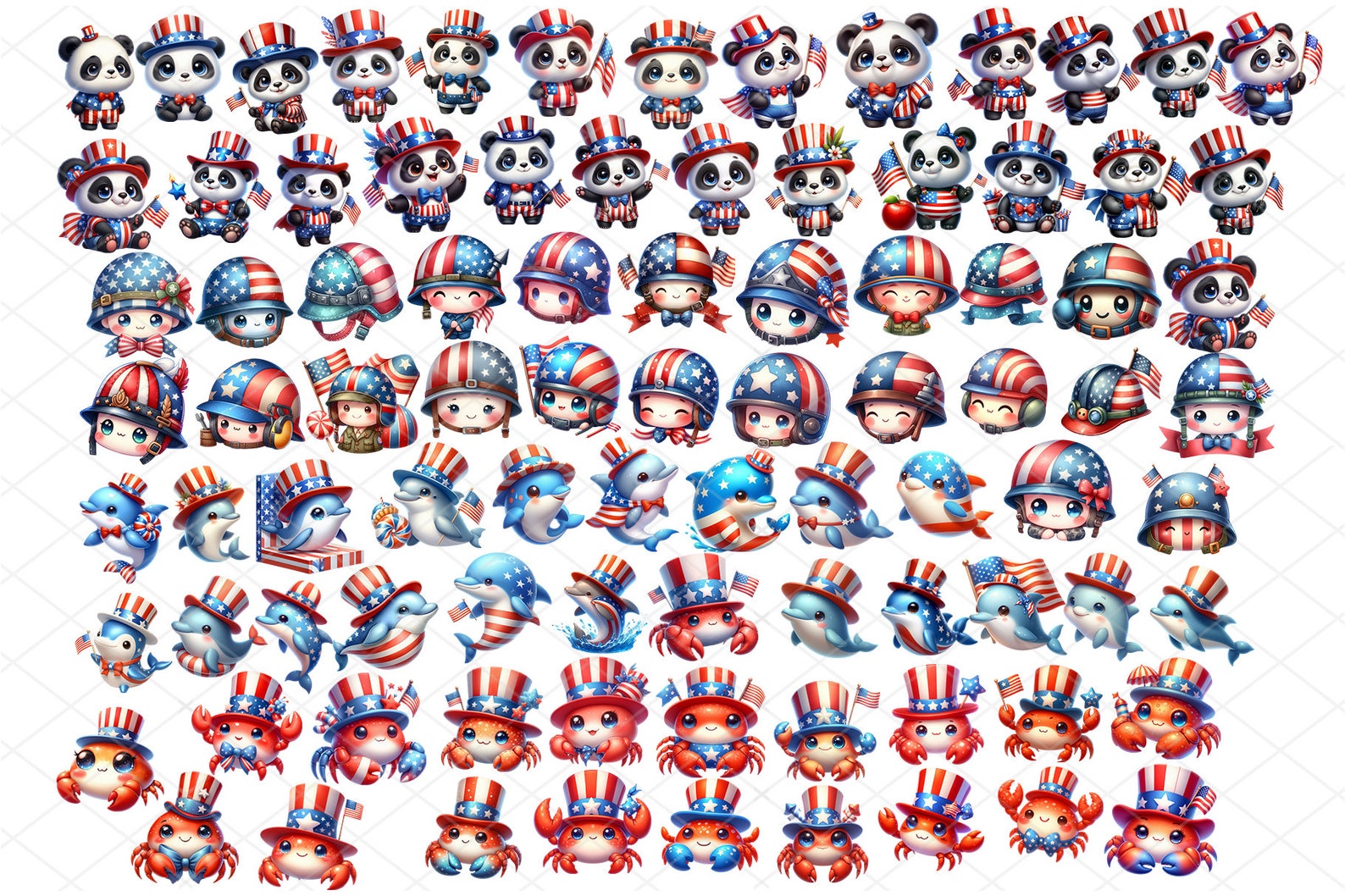 4th of July Clipart Bundle: Patriotic Watercolor PNG (digital Download ...