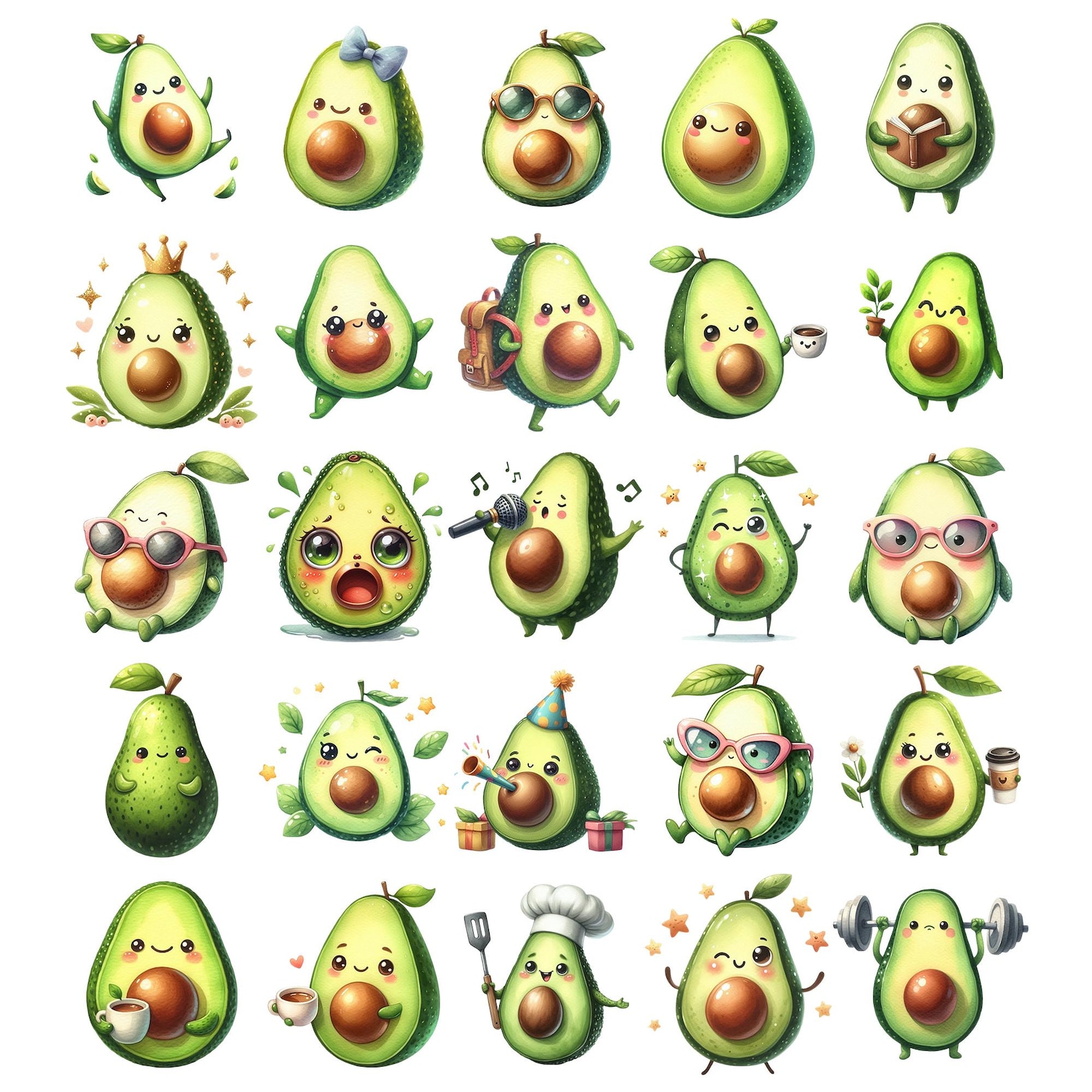 Cute Avocado Clipart, Avocado Life PNG, Animals Illustrations PNG ...