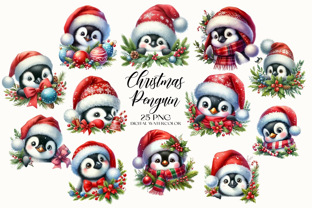 Christmas Penguin Clipart, Christmas Penguin PNG, Cartoon Penguin ...