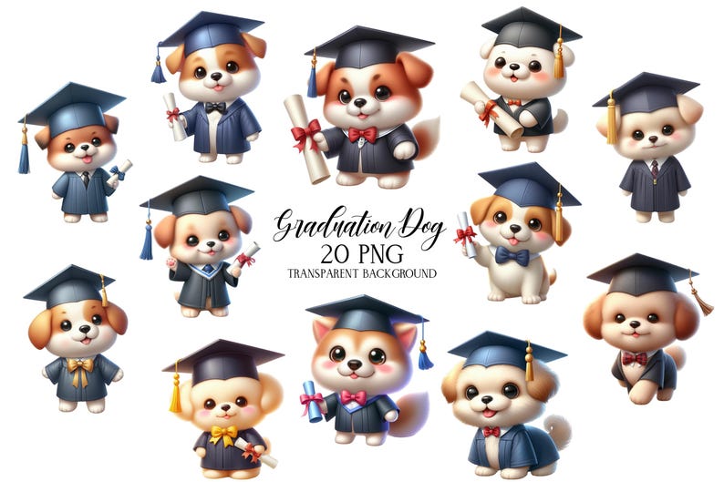 Cute Graduation Dog Clipart, Graduation Animals PNG, Watercolor Cartoon ...