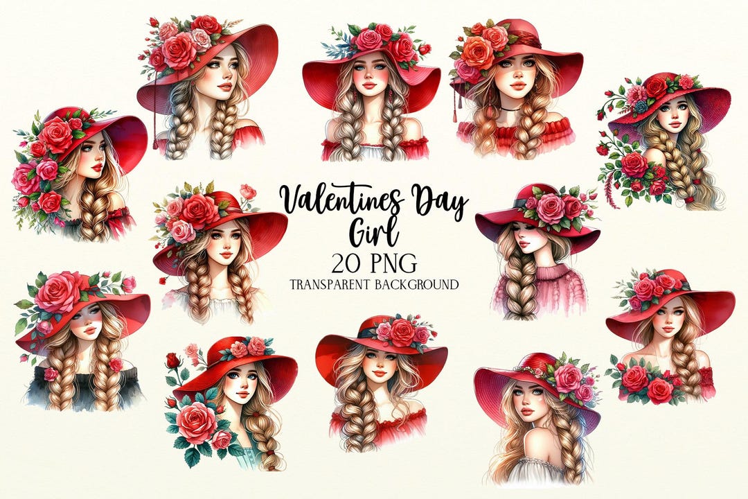 Valentines Day Girl Clipart, Valentine's Day Clipart, Romantic Girl PNG ...