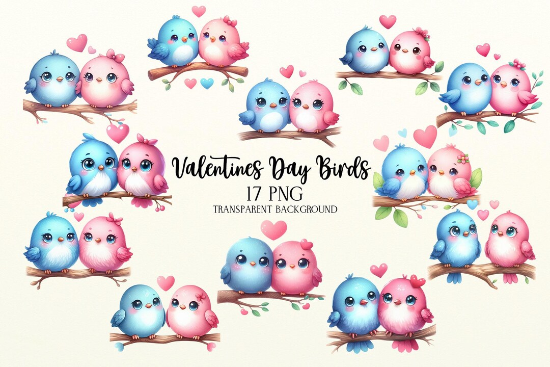 Valentines Day Birds Clipart, Valentine's Day Clipart, Romantic Birds ...