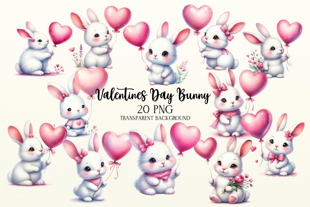 Valentines Day Bunny Clipart, Bunny PNG, Valentines Day Clipart ...