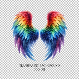 Rainbow Wings Clipart, Rainbow Wings PNG, Vibrant Wings Clipart ...