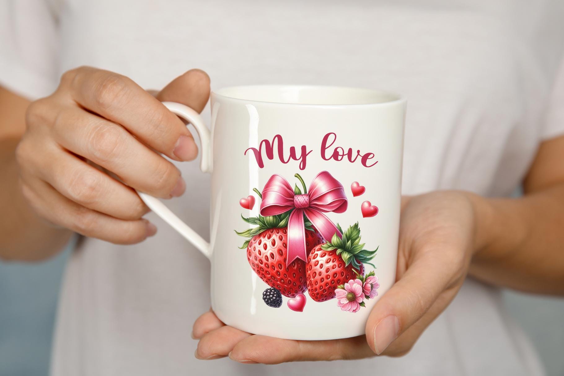 Valentines Day Strawberries Clipart, Valentine's Day Clipart, Red ...