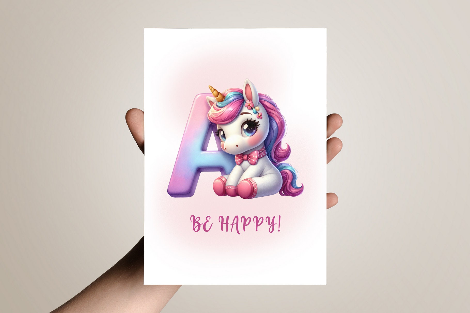 Rainbow Unicorn Alphabet PNG, Colorful Unicorn Alphabet Nursery, Cute ...