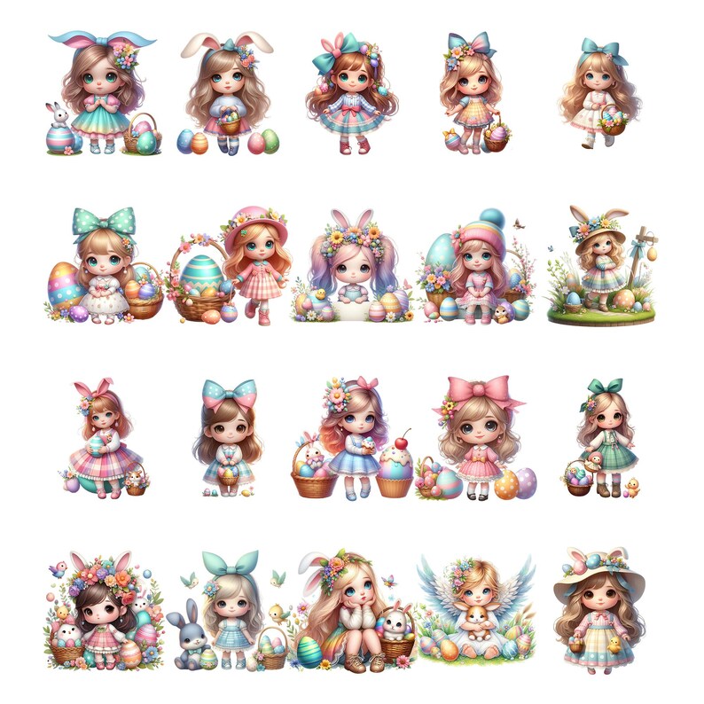 Little Easter Girls PNG, Easter Clipart, Easter Girl Png, Cute Easter ...