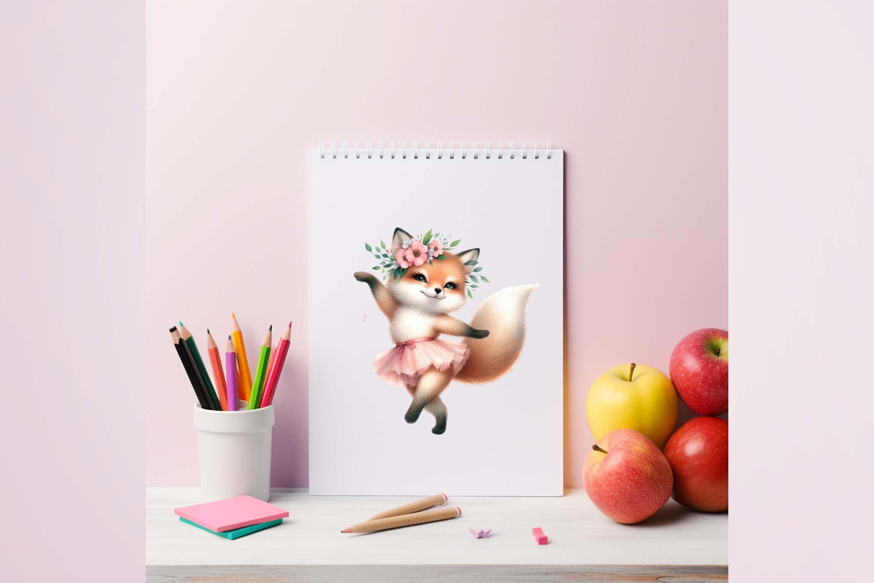 Cute Dancing Fox Clipart, Little Animals PNG, Watercolor Cartoon Clipart, Baby Animals Clipart ...
