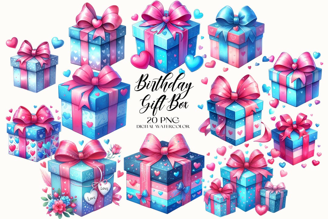 Birthday Gift Box Clipart, Blue Gift Box PNG, Present Clipart ...