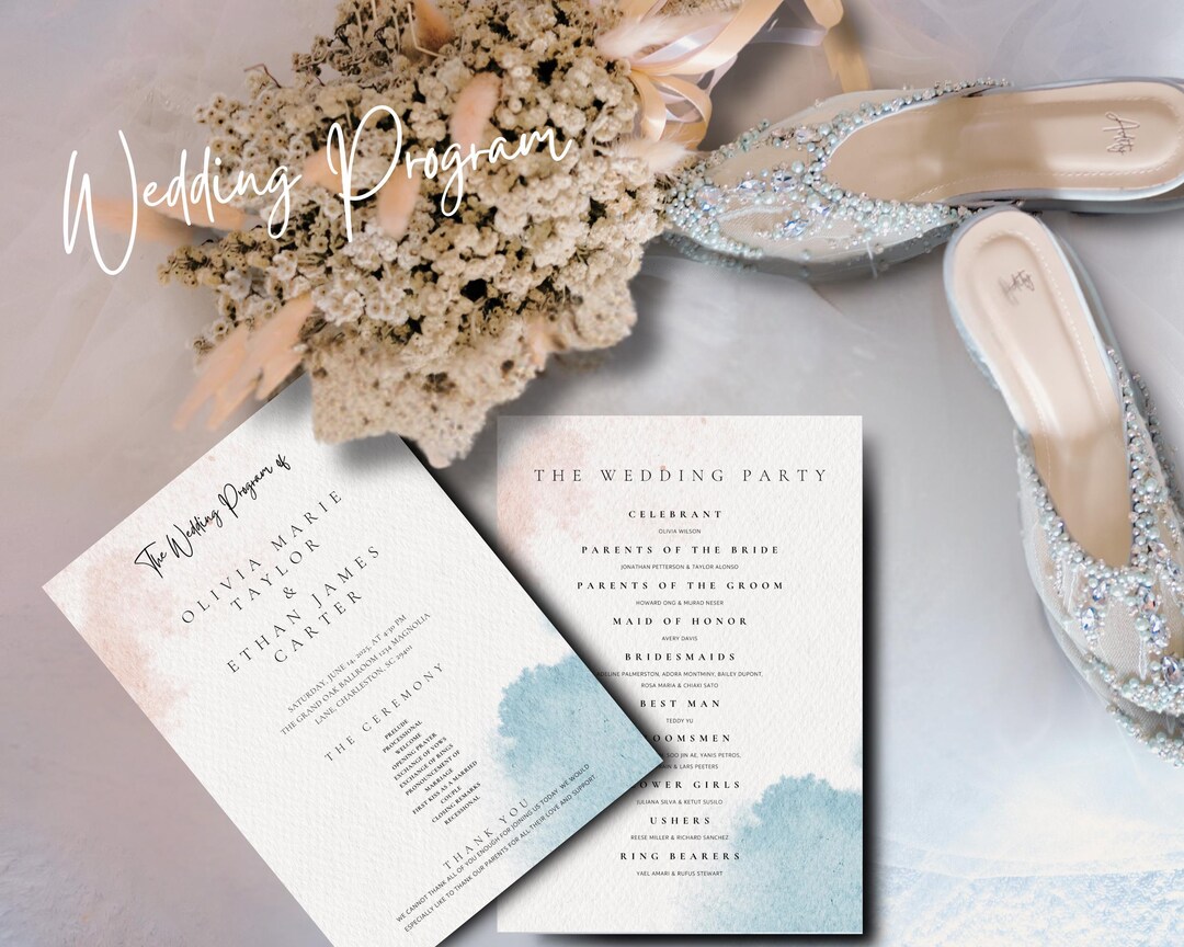 Wedding Program Template, Minimalist , Trifold Wedding Program, Tri ...