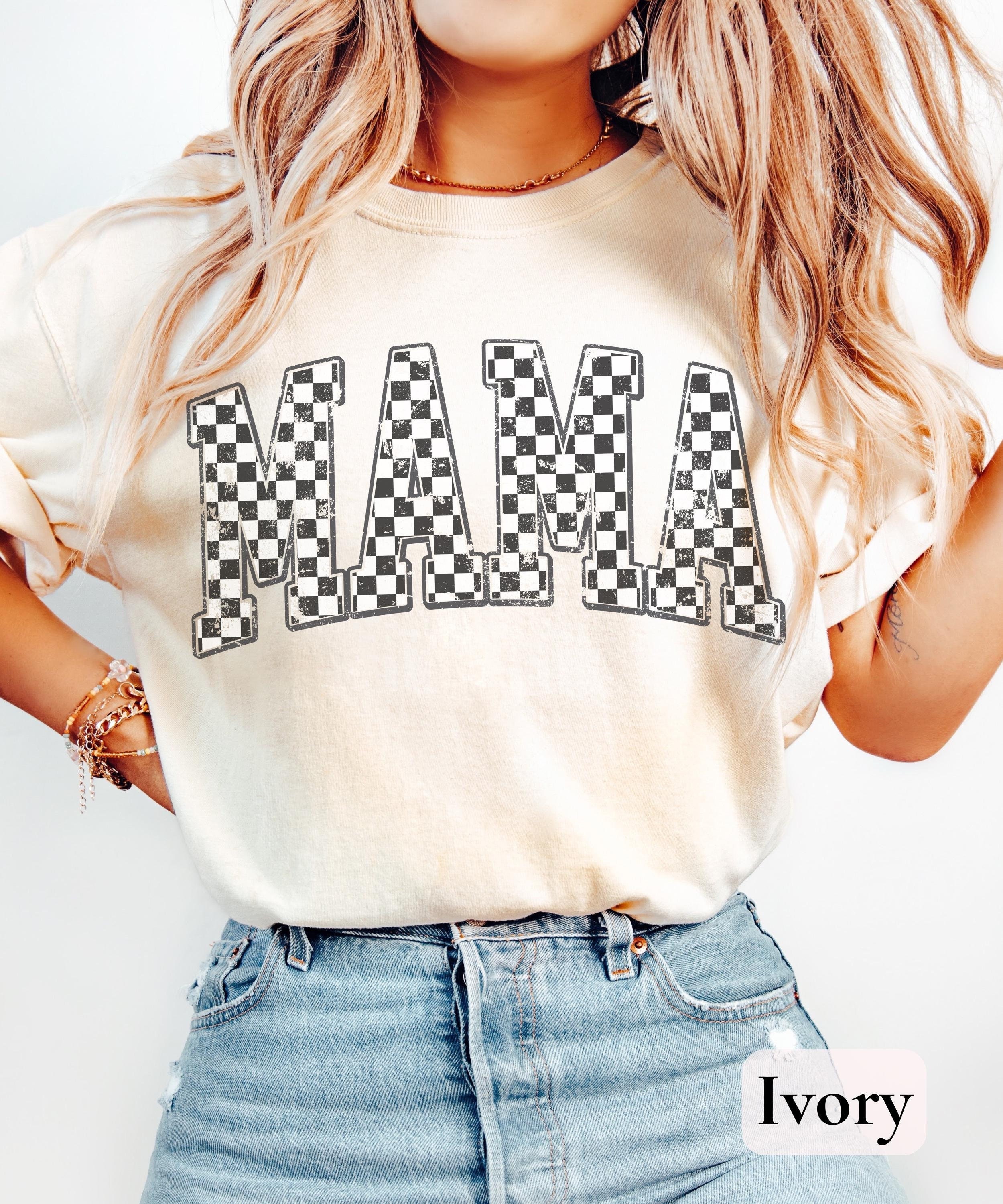 Comfort Colors Retro Checkered Mama Graphic Tee - Etsy