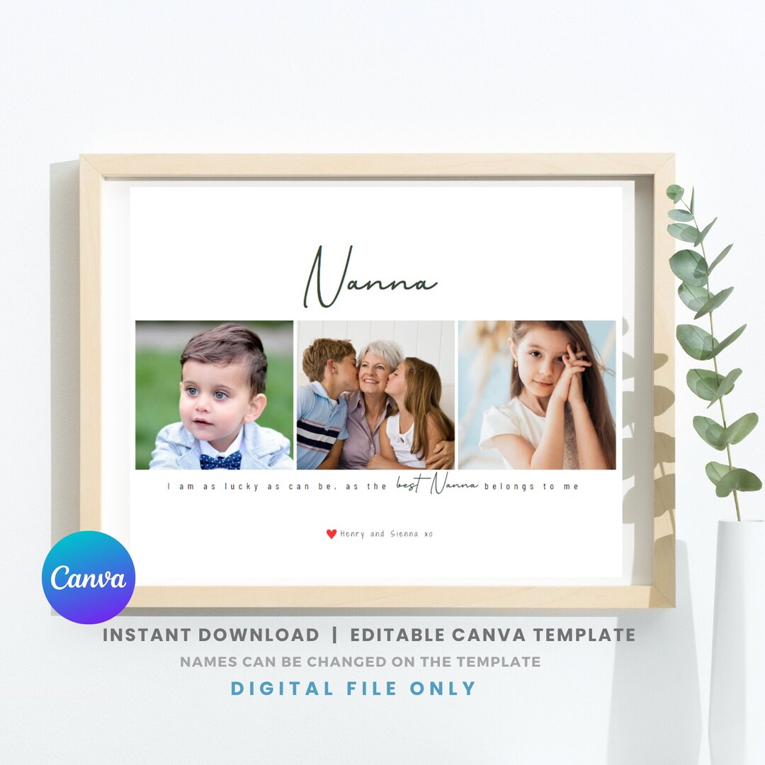 Custom Nanny Photo Collage Digital Print Canva Template, Instant ...