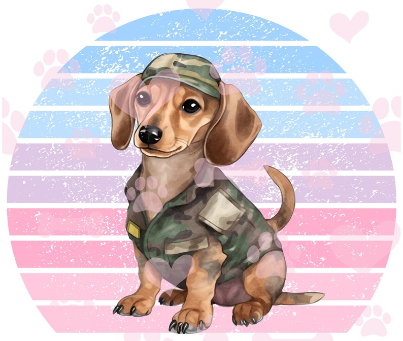 6 Files Commando & Beach Cute Dachshunds Sublimation Designs Png, JPG ...