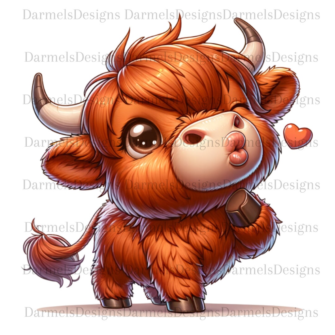 Cow Sticker Sheet 6 PDF & PNG Sublimation Designs Highland Cow Clipart ...