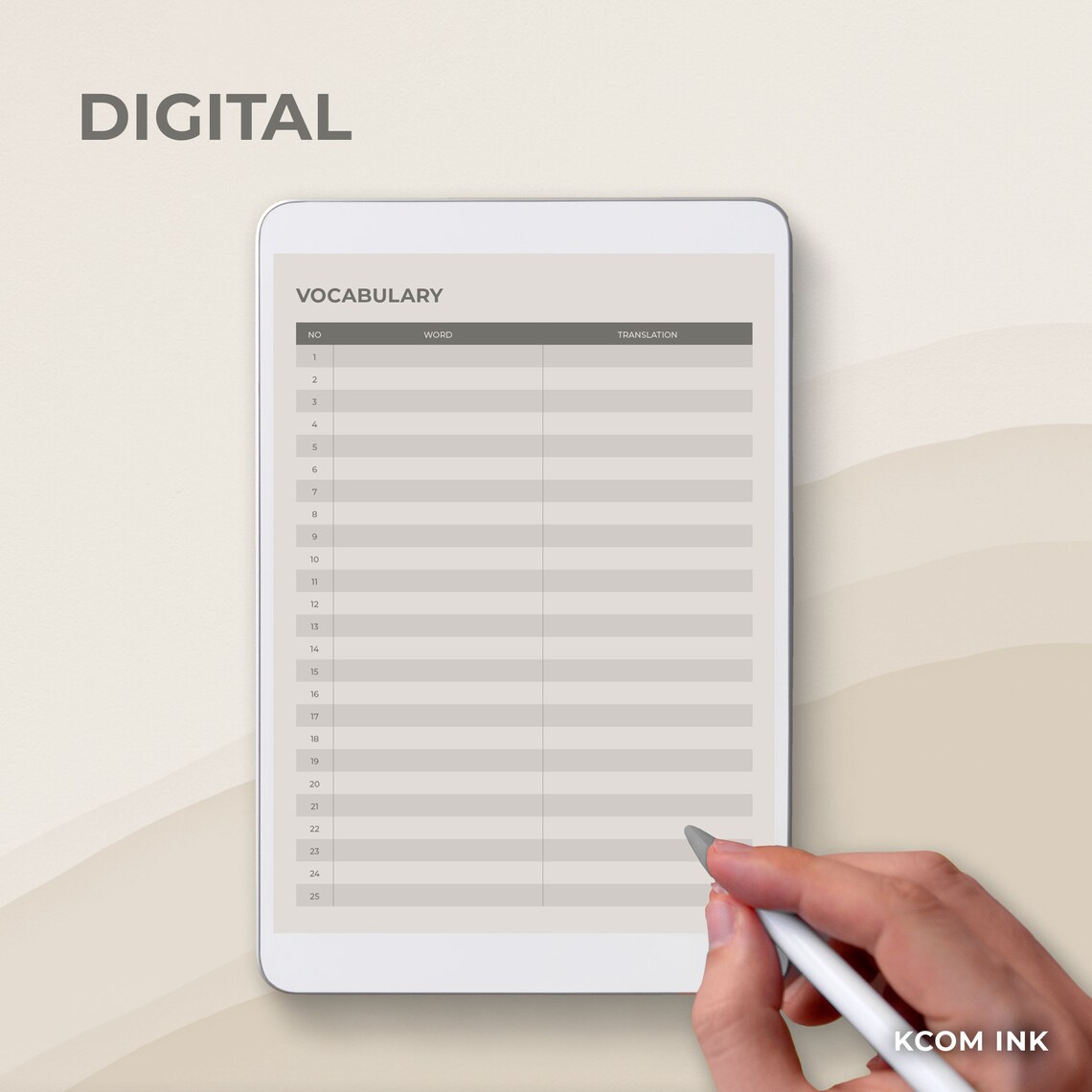 Vocabulary Sheets, Printable PDF, Digital Download, Language Learning ...