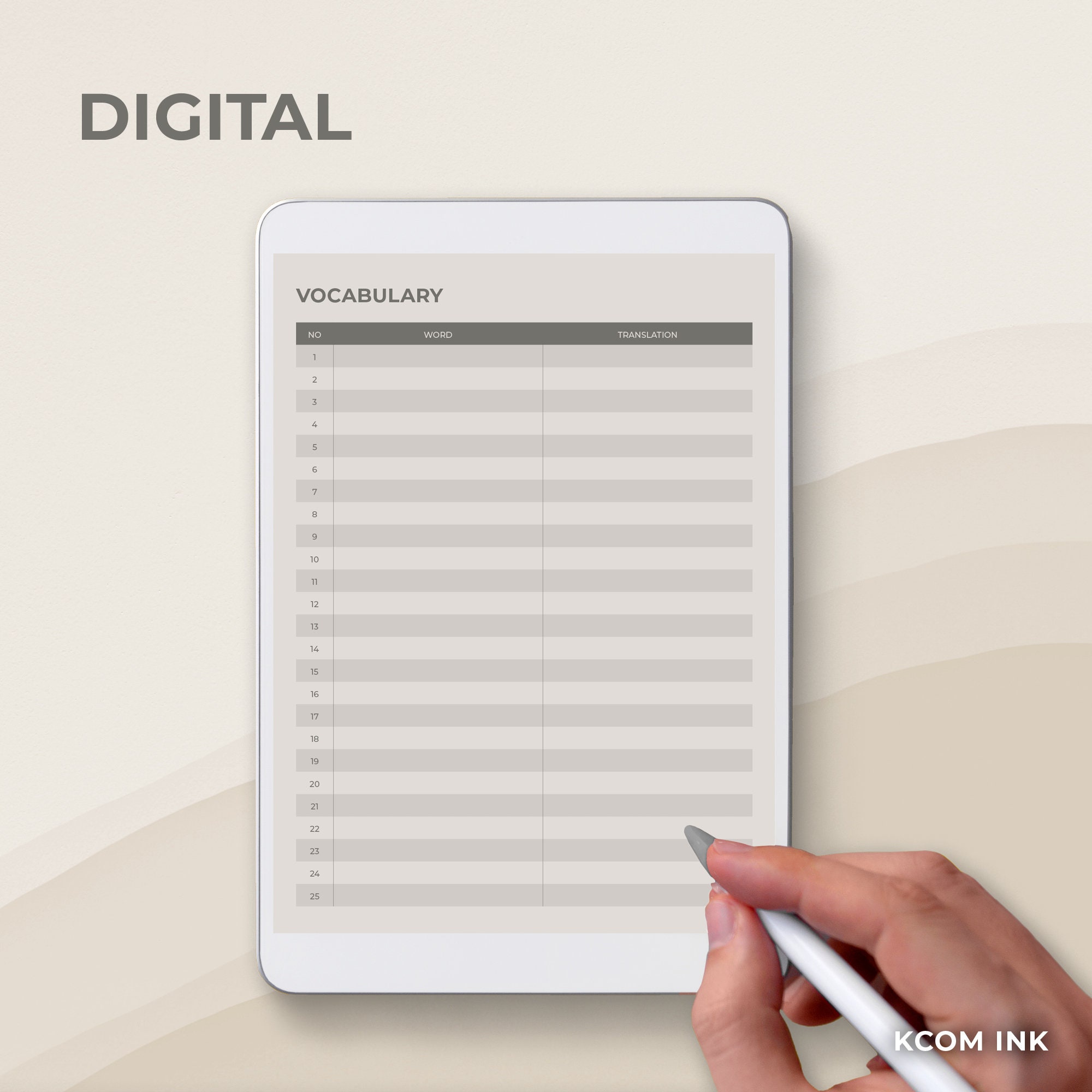 Vocabulary Sheets, Printable PDF, Digital Download, Language Learning ...