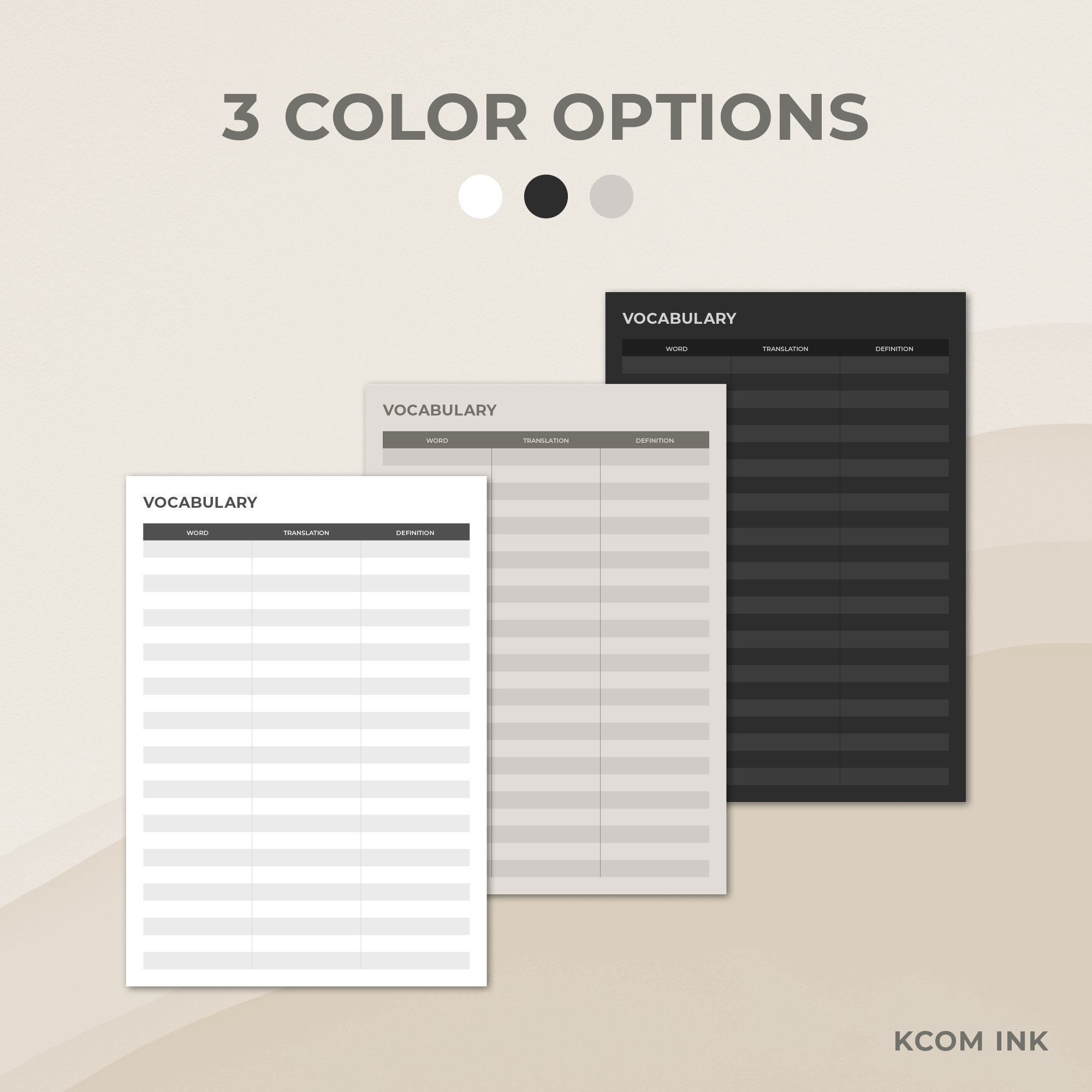 Vocabulary Sheets, Printable PDF, Digital Download, Language Learning ...