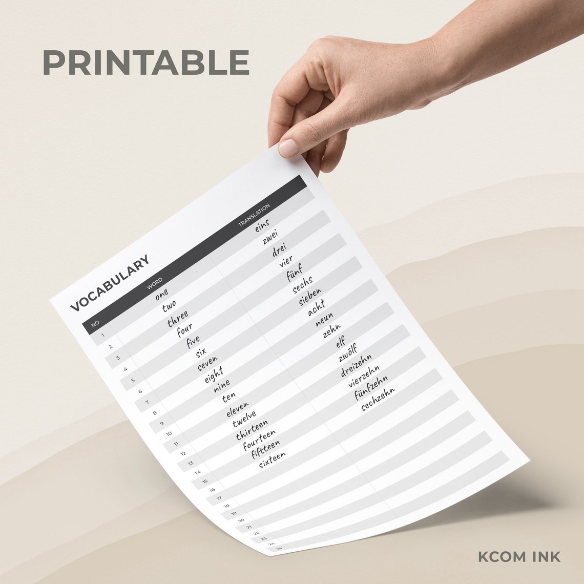 Vocabulary Sheets, Printable PDF, Digital Download, Language Learning ...