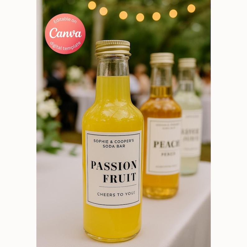Soda Bar Syrup Labels Template | Wedding & Party Drink Stickers (canva ...