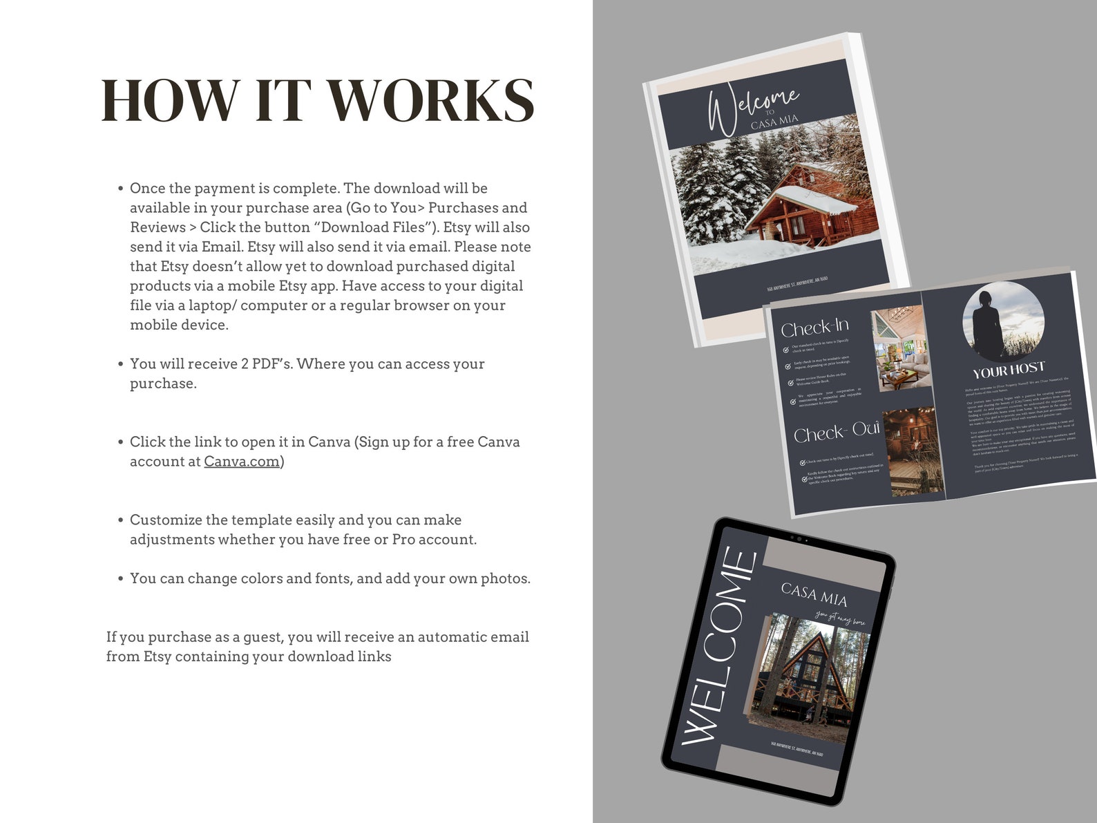 Dark Themed Welcome Book Template Welcome Book Template Cabin Host ...