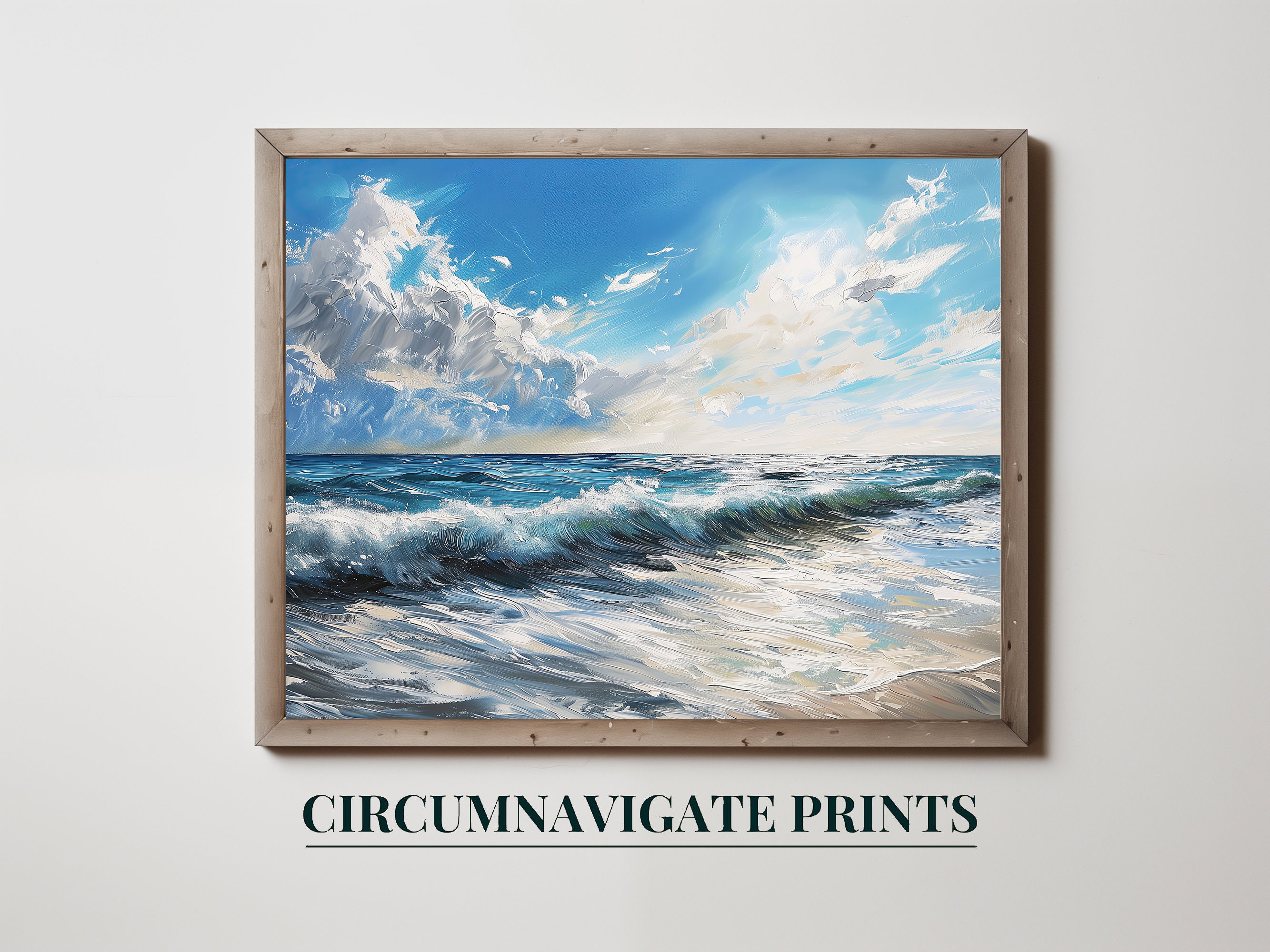 Digital Ocean Painting, Seascape Art Download, Printable Ocean Waves ...
