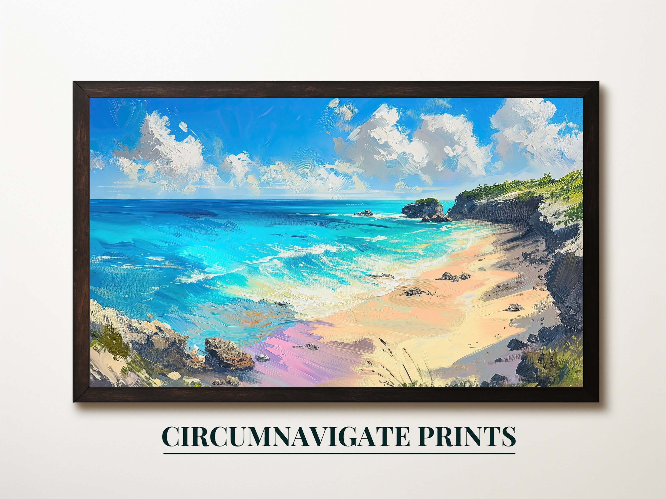 Abstract Beach Painting Instant Download Coastal Art Print, Colorful ...