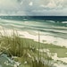 Beach Art Print, Coastal Digital Wall Art, Ocean Landscape Painting ...