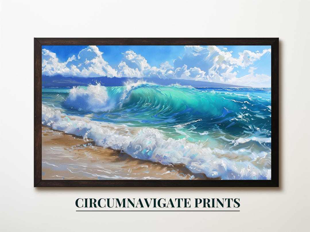 Beach Ocean Wave Art Print, Coastal Surf Surfing Waves Download ...
