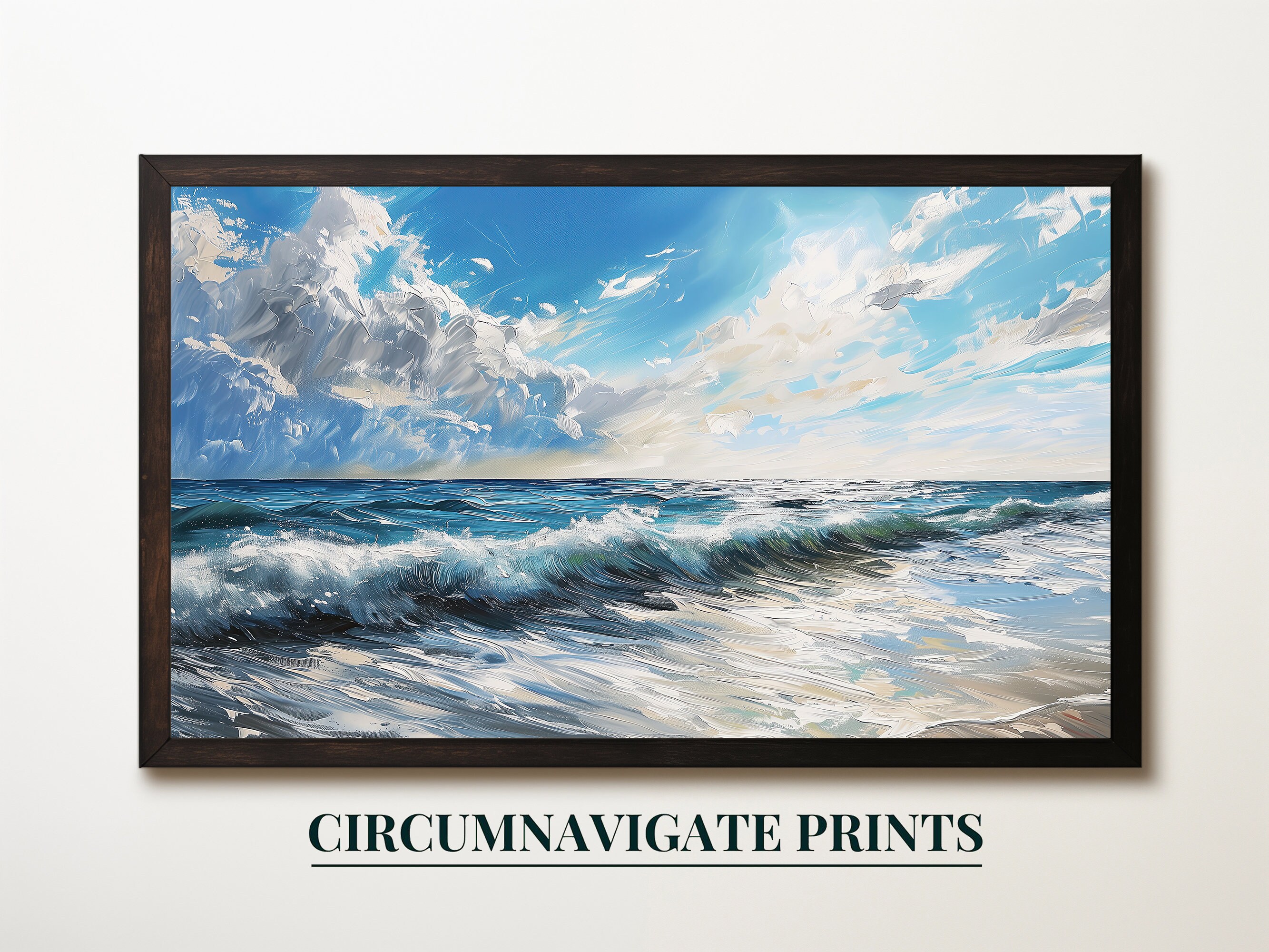 Digital Ocean Painting, Seascape Art Download, Printable Ocean Waves ...