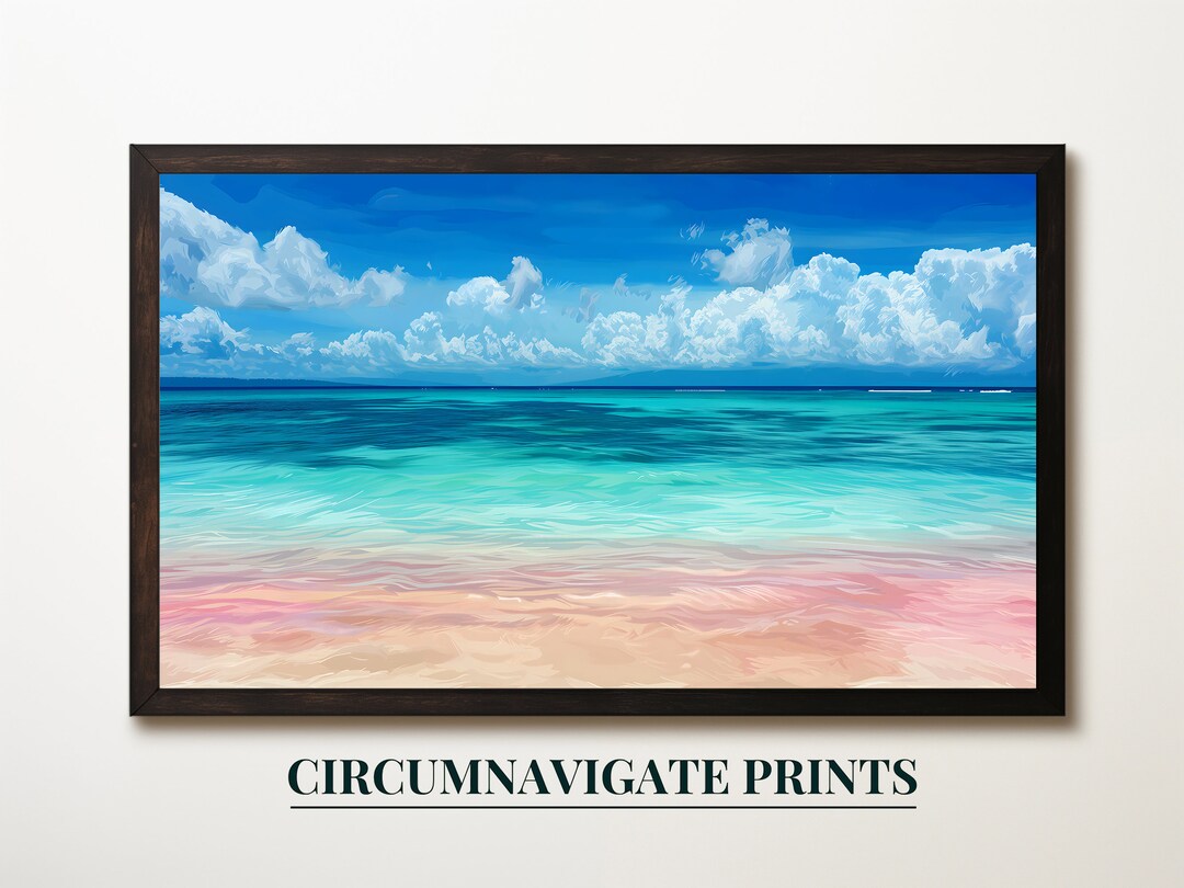 Tropical Beach Digital Wallpaper, Ocean Scene Background, Sandy Shores ...
