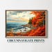 Autumn Coastal Landscape Art Print Digital Download, Fall Foliage Ocean ...