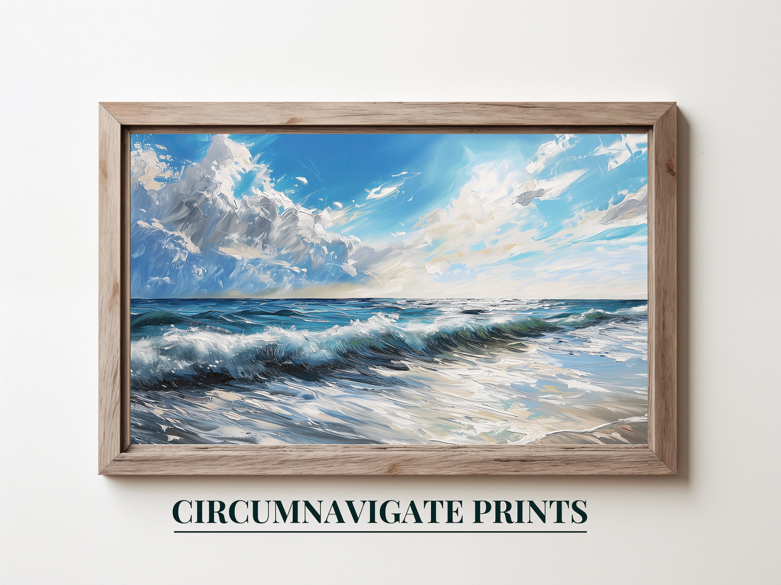 Digital Ocean Painting, Seascape Art Download, Printable Ocean Waves ...