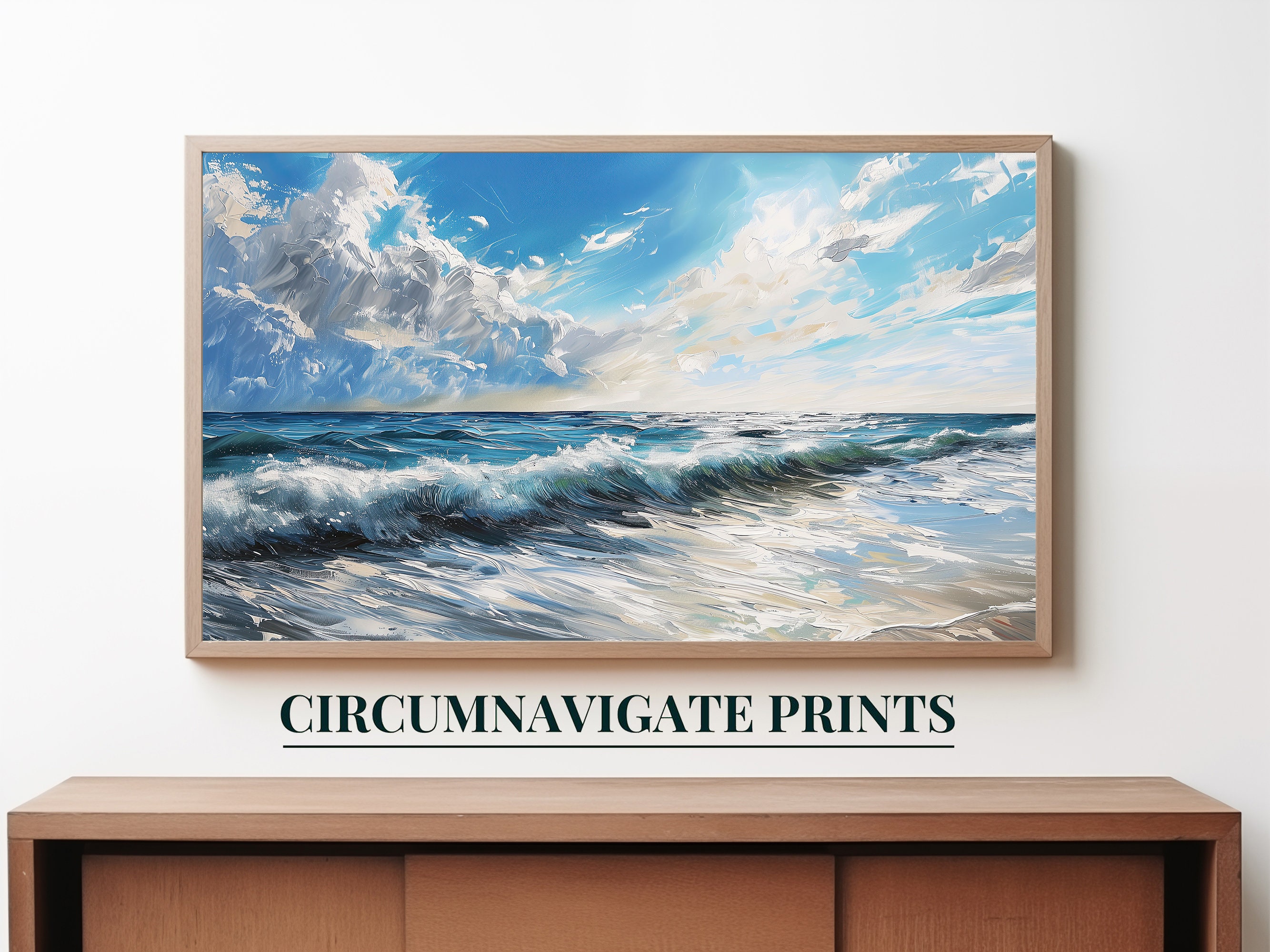 Digital Ocean Painting, Seascape Art Download, Printable Ocean Waves ...
