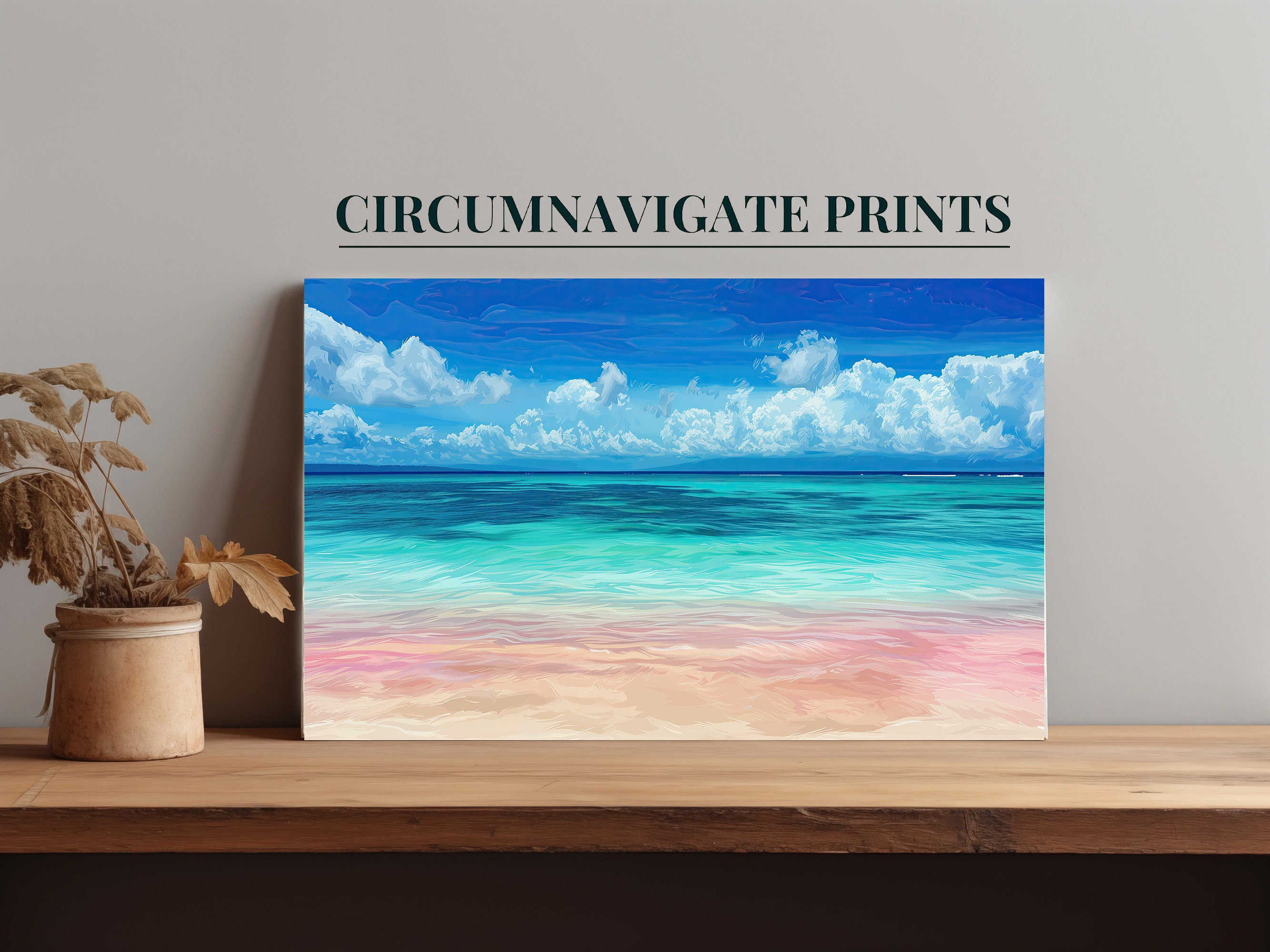 Tropical Beach Digital Wallpaper, Ocean Scene Background, Sandy Shores ...