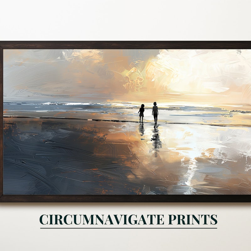 Beach With Two Figures - Etsy