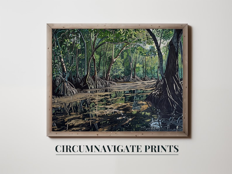 Mangrove Forest Wall Art, Nature Landscape Digital Print, Vibrant ...